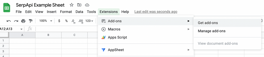 Getting Google Maps Business Listing with SerpApi Google Sheets extension