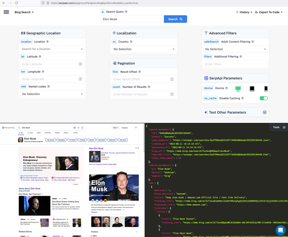 How to scrape Bing search results