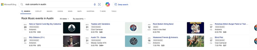 How to scrape Bing Events information easily using SerpApi