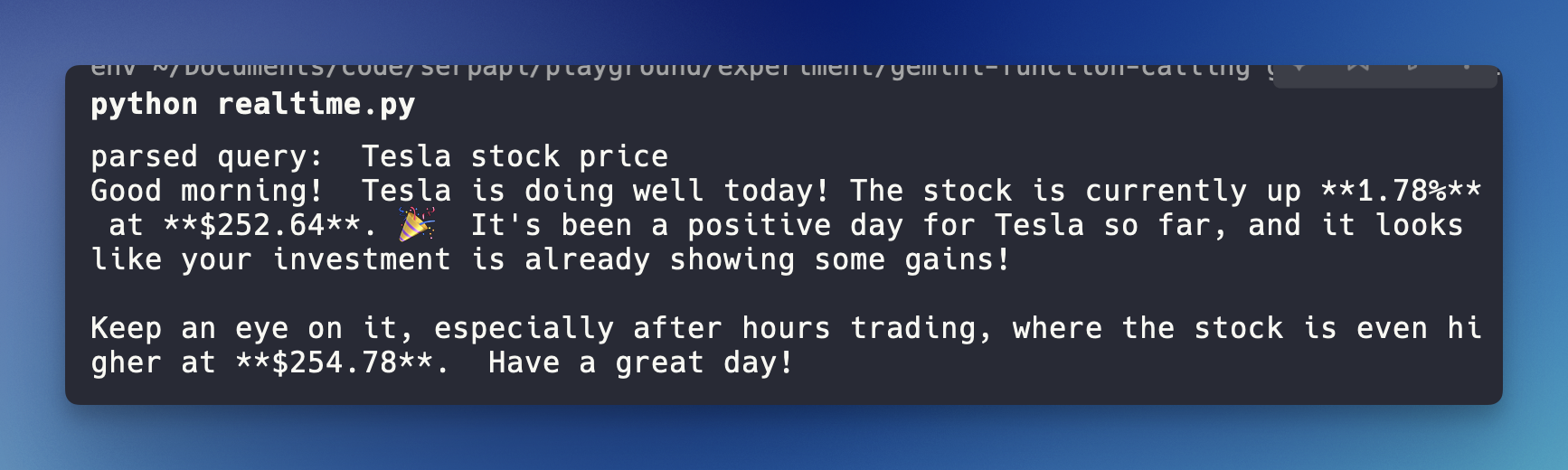 Access real-time data with Gemini API using Function Calling