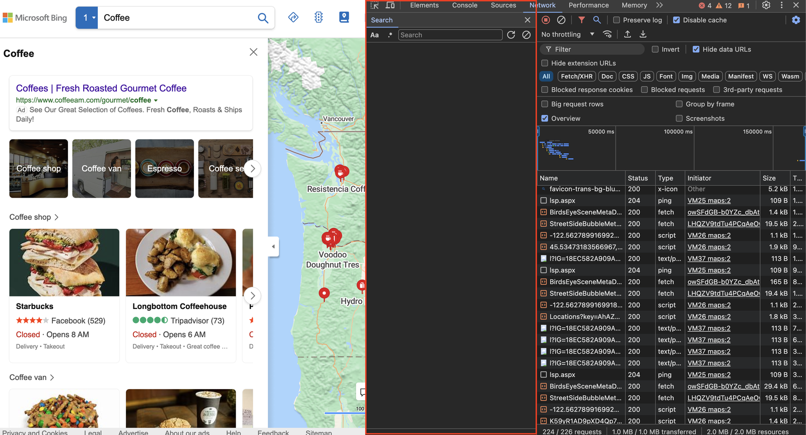 How to scrape data from Bing Maps