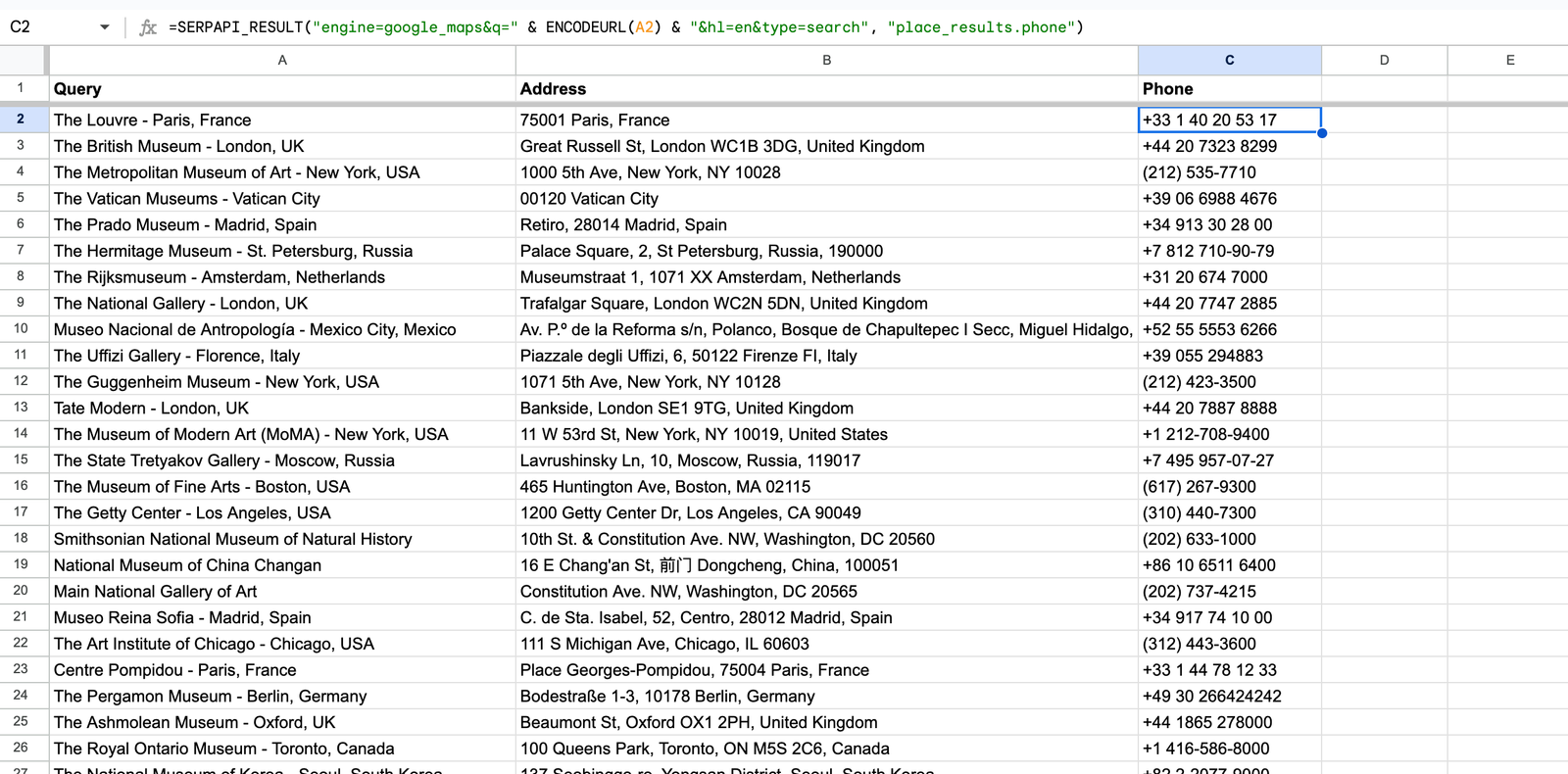 Scrape address and phone numbers data from Google Maps