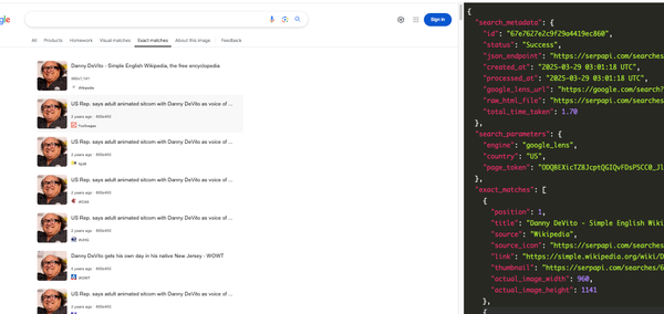 Scraping Google Lens' (visual and exact matches)